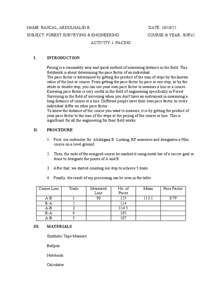 Pacing Factor | PDF | Surveying | Science