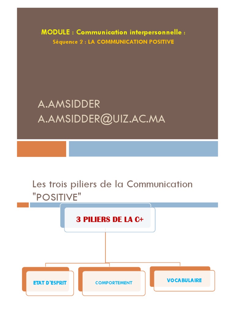 Communication Positive : 3 Piliers Clés | PDF | la communication | Vérité