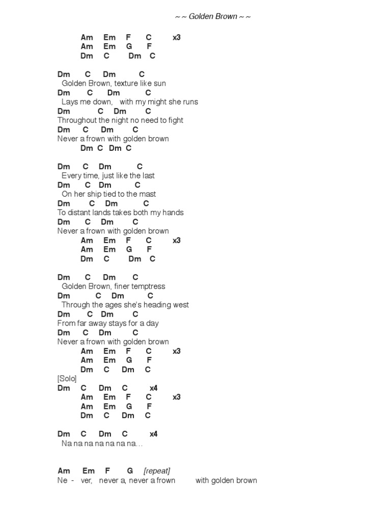 Golden Brown - The Stranglers | PDF