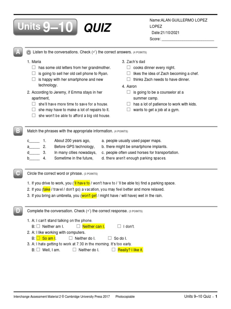 Unit 9 - 10 QUIZ | PDF