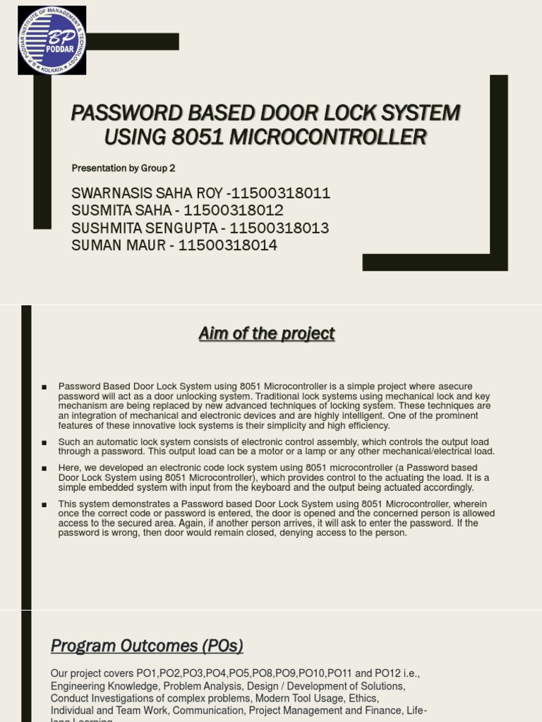 0th Review Grp2 Password Based Door Lock System Using 8051