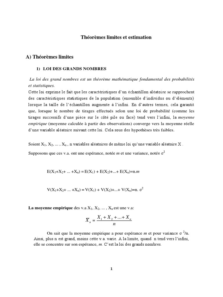Chapitre 4-Théorèmes Limites Et Estimation | PDF | Estimateur ...