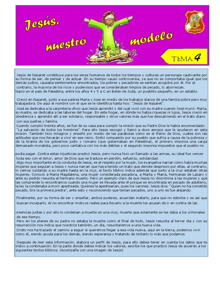 4 Jesús Nuestro Modelo. Actividad | PDF | Jesús | Pecado