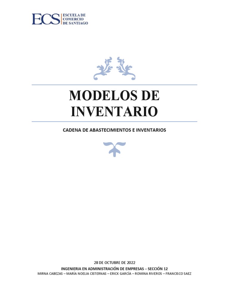 Trabajo Modelo de Inventarios | PDF | Inventario | Logística