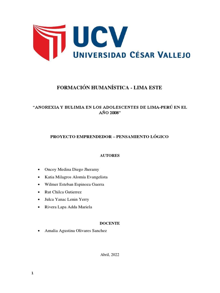 Anorexia y Bulimia en Los Adolescentes de Lima-Perú en El Año 2008 ...