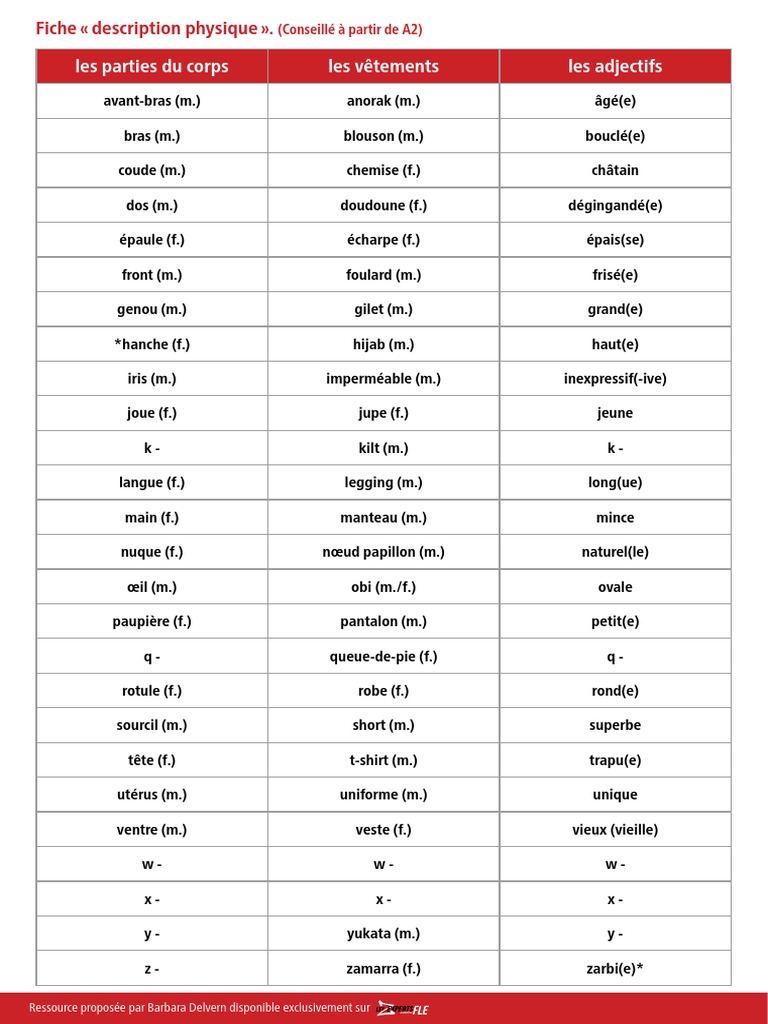 Vocabulaire | PDF | Corps humain | Mode