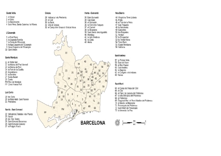 Mapa Barcelona Con Distritos y Ciudades | PDF