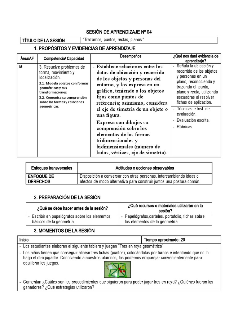 SESIÓN DE APRENDIZAJE Matemática | PDF | Geometría | Aprendizaje
