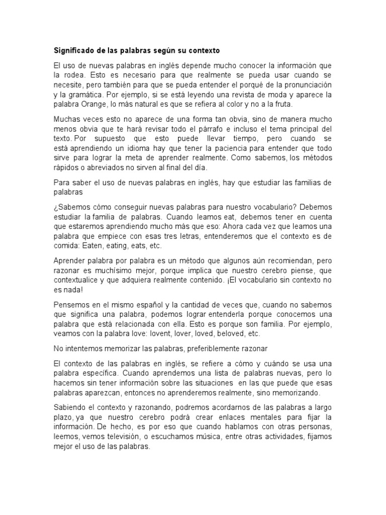 Significado de palabras en contexto | PDF | Palabra | Verbo