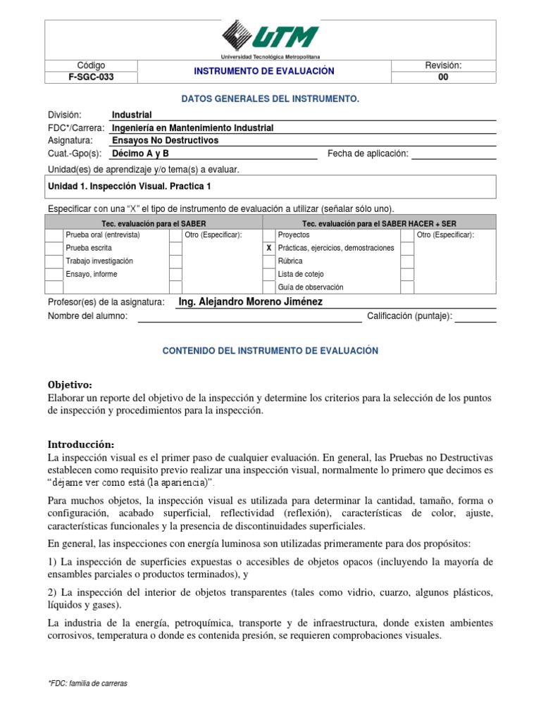 Inspección visual del torno #4: Reporte de condiciones y componentes ...