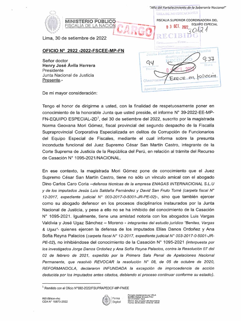 Oficio 2922-2022 - Cea 15873-2022 | PDF