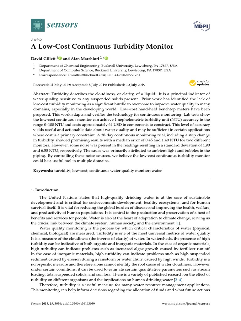 A Low-Cost Continuous Turbidity Monitor | PDF | Analog To Digital ...