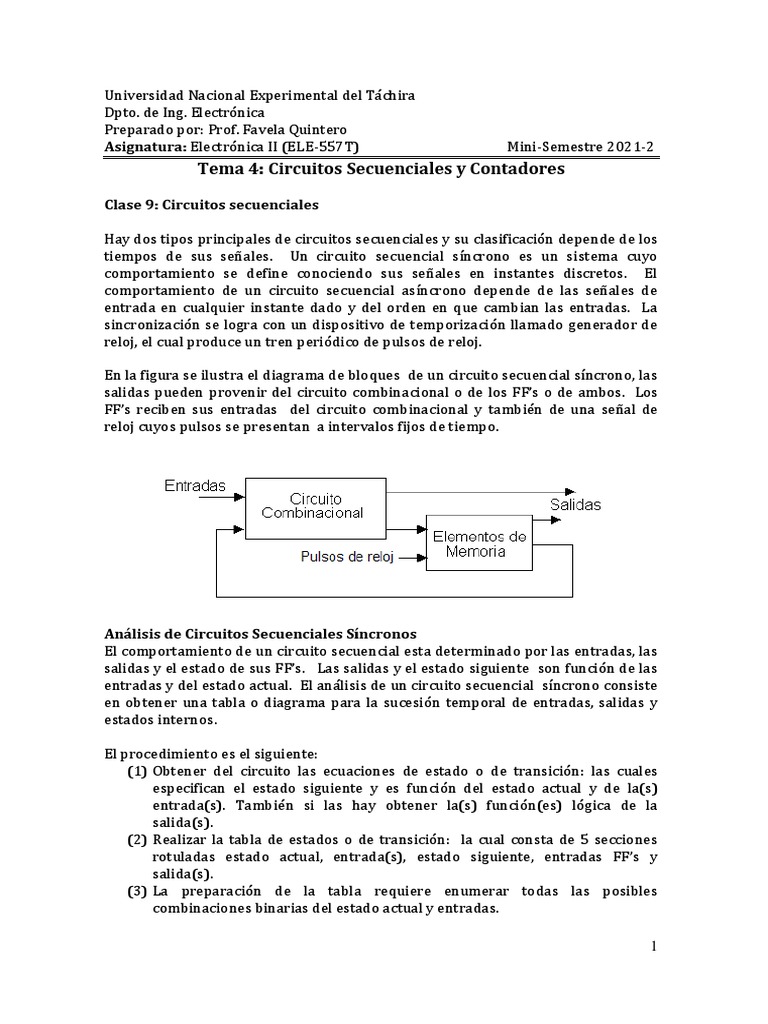 Clase 9 - Tema 4 - Dispositivos Secuenciales y Contadores 2021-2 | PDF | Electrónica ...