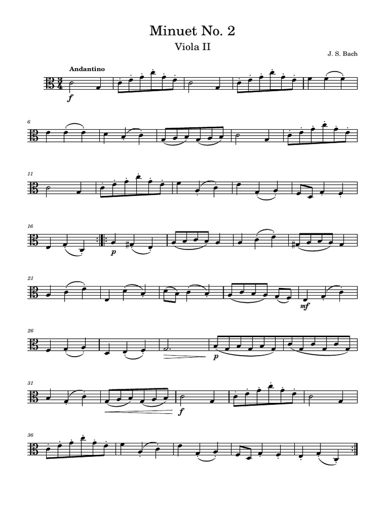 Minuet 2 Viola II | PDF | Classical Music