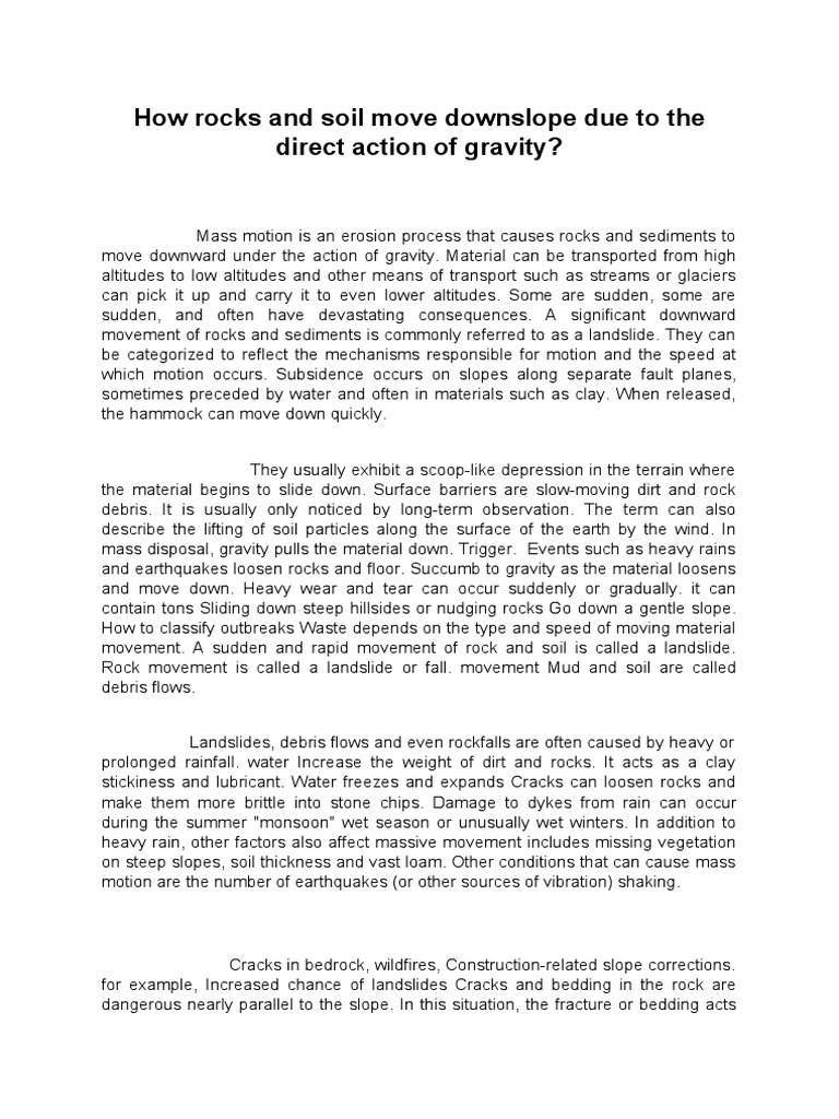How Rocks and Soil Move Downslope Due To The Direct Action of Gravity ...