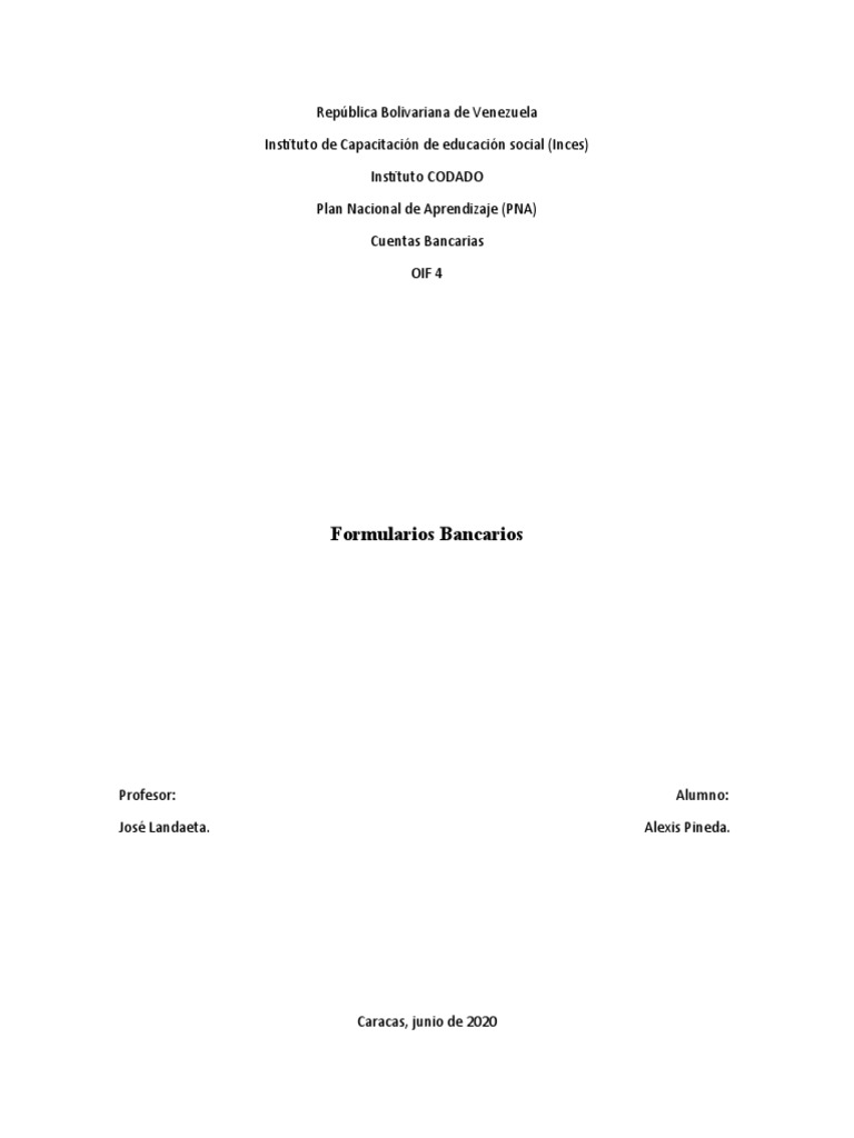 Formularios Bancarios | PDF | Microsoft Excel | Informática