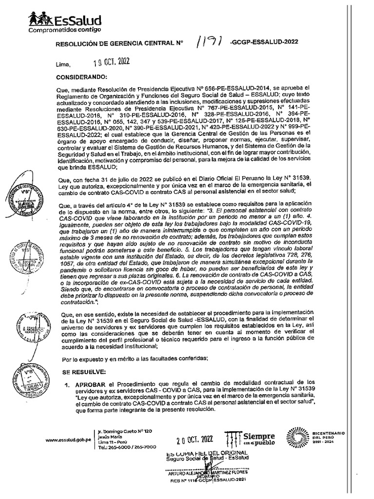 Resolucion #1191-Gcgp-Essalud-2022 | PDF