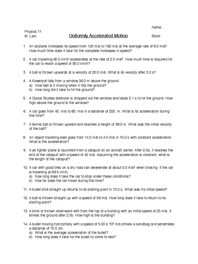 Uniformly-Accelerated-Motion 1 | PDF | Acceleration | Speed