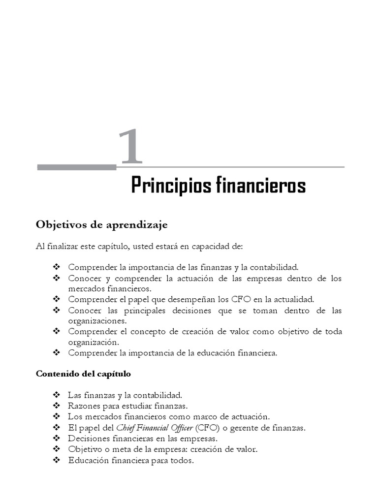 Principios Financieros 1 | PDF | Educación financiera | Sistema financiero