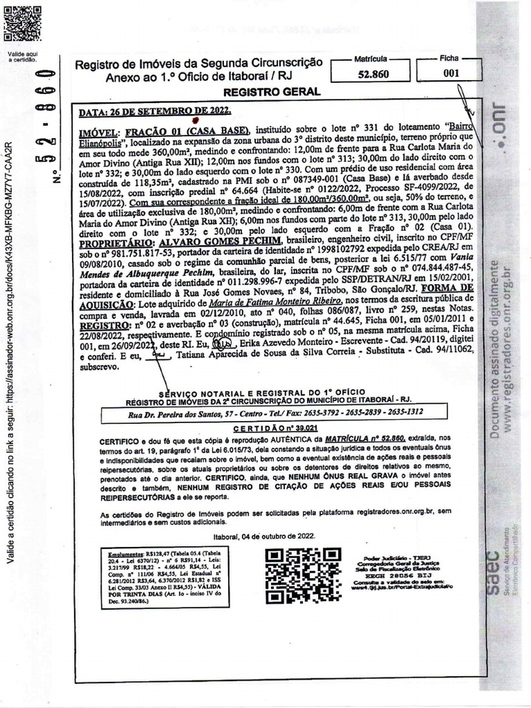 Certidão de Onus Reais | PDF
