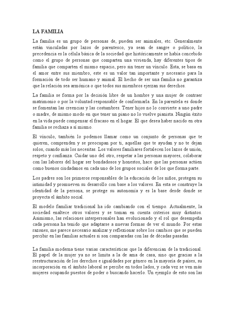 Ensayo Sobre La Familia | PDF | Familia | Psicología Social
