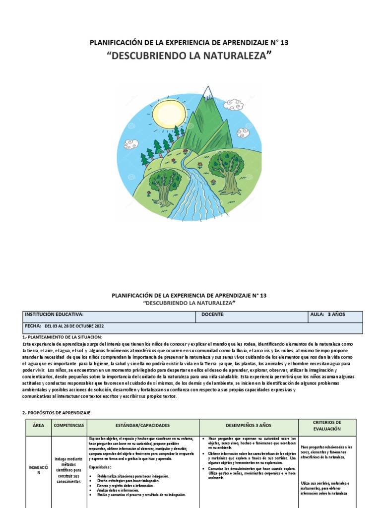 T21 EXP 13 - 3 AÑOS Planificacion | PDF | Información | Aprendizaje