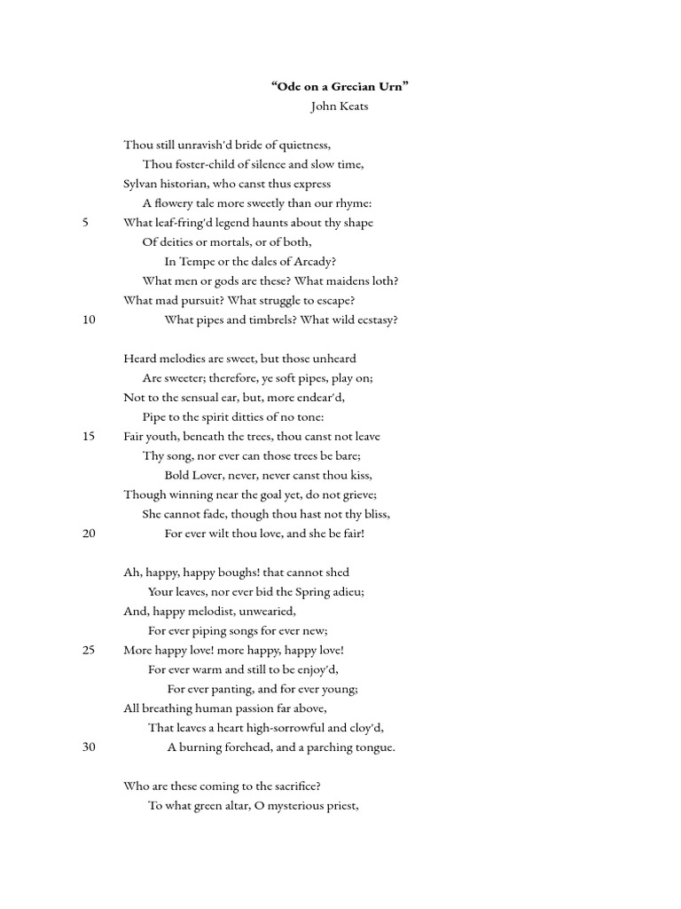 Ode On A Grecian Urn | PDF