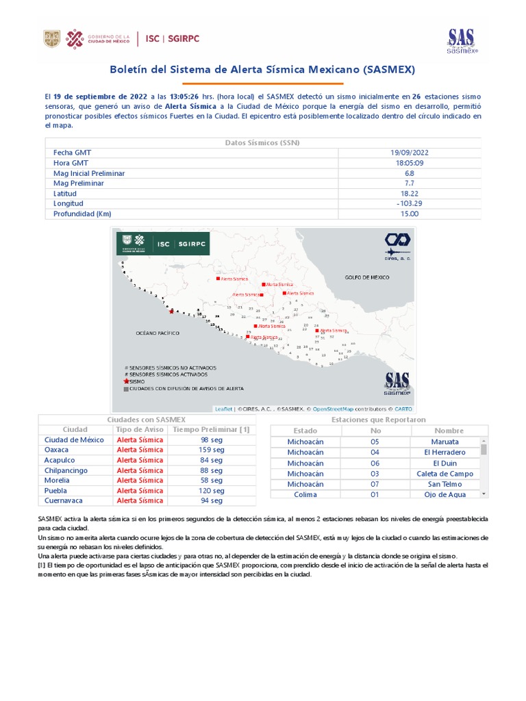 Sasmex Reporte Alerta Es N | PDF | Eventos naturales | Geofísica