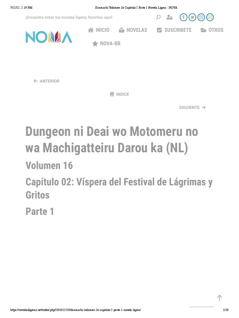 Danmachi Volumen 16 Capitulo 2 Parte 1 Novela Ligera - NOVA | PDF