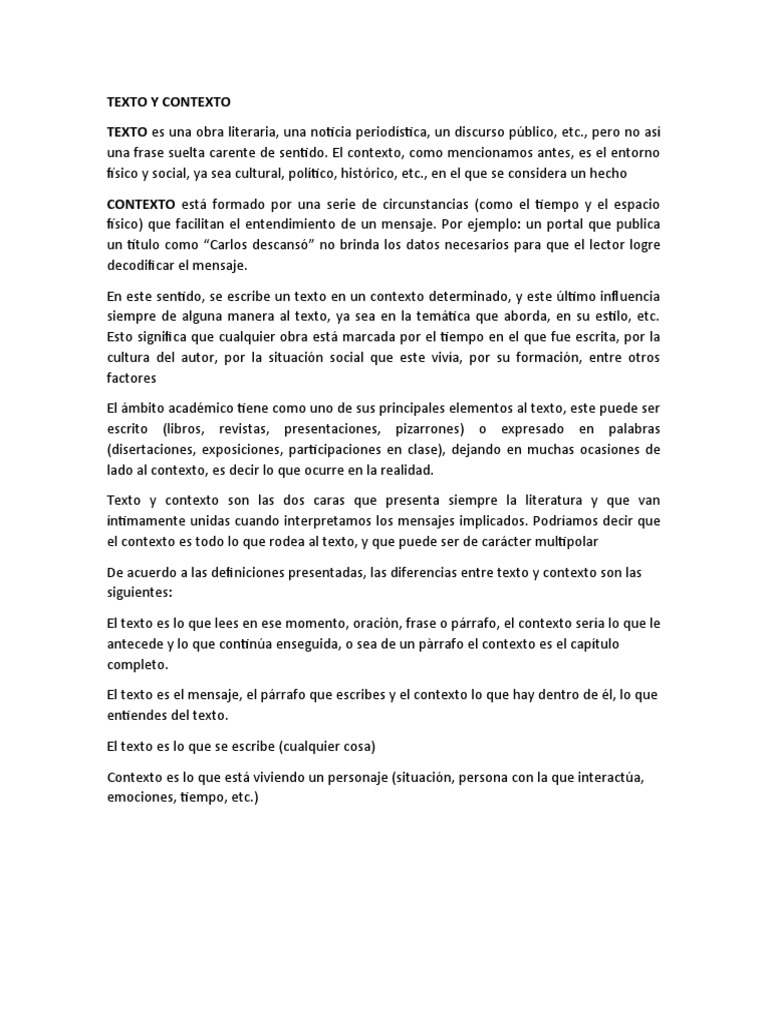 Texto y Contexto | PDF