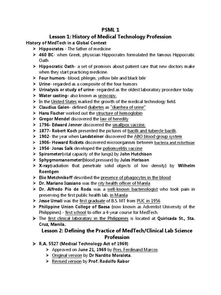 Principles of Medical Laboratory Science 1 Reviewer | Download Free PDF ...