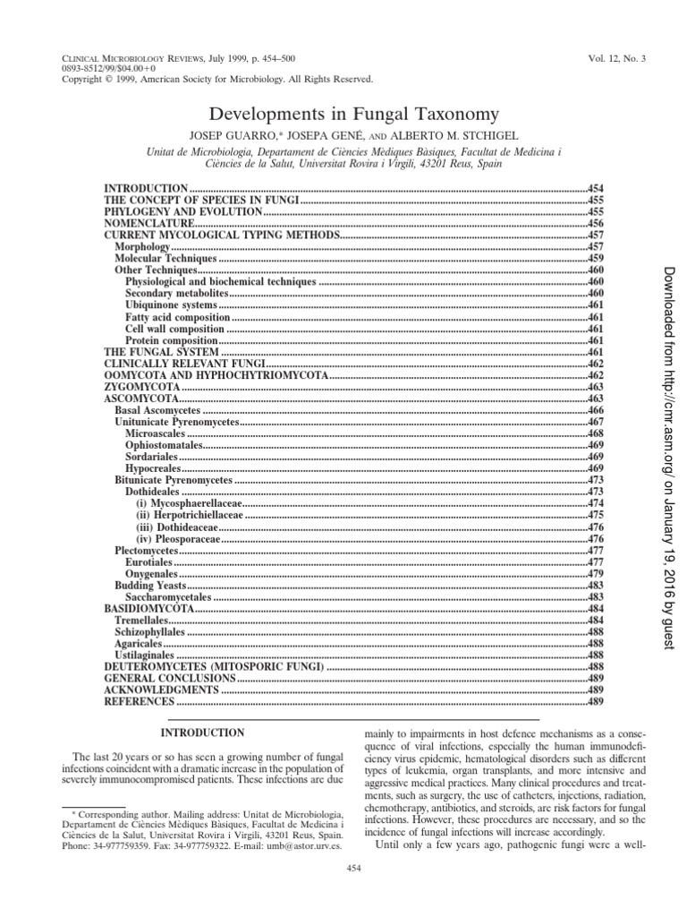 Clin. Microbiol. Rev.-1999-Guarro-454-500 | PDF | Fungus | Species