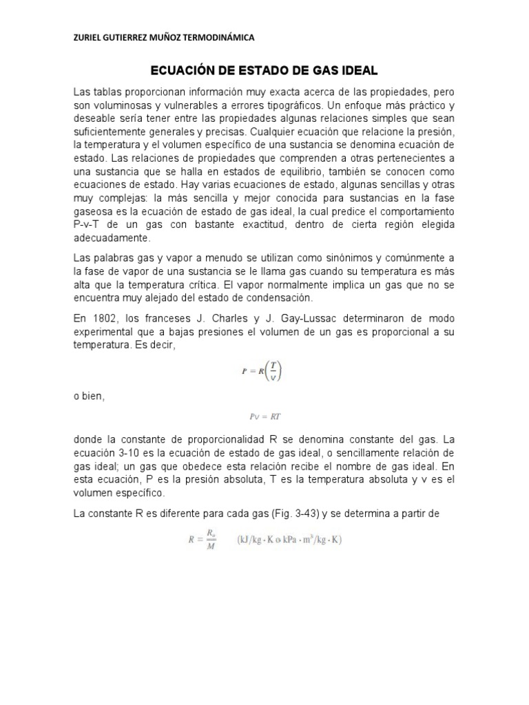 Ecuaciones de Estado de Gases Ideales | PDF | Gases | Temperatura