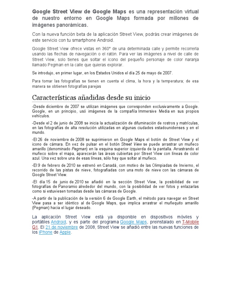 Google Street View | PDF | Software | Organizaciones de recuperación de ...