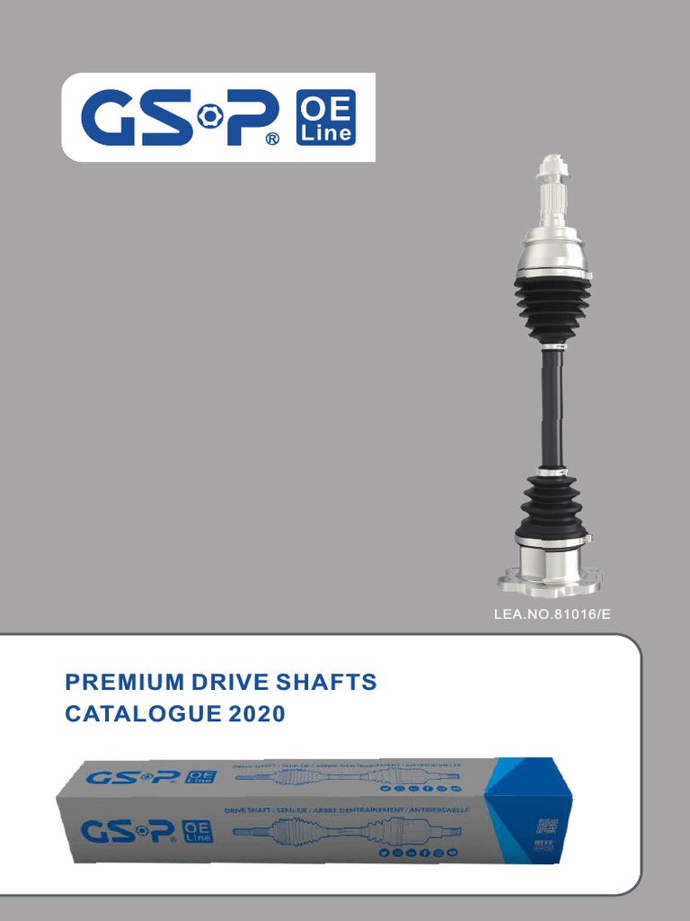 GSP Premium Drive Shafts Catalogue 2020 | PDF | Four Wheel Drive | Automotive Industry