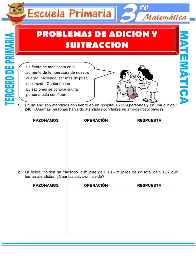 Problemas de Adicion y Sustraccion para Tercero de Primaria | PDF