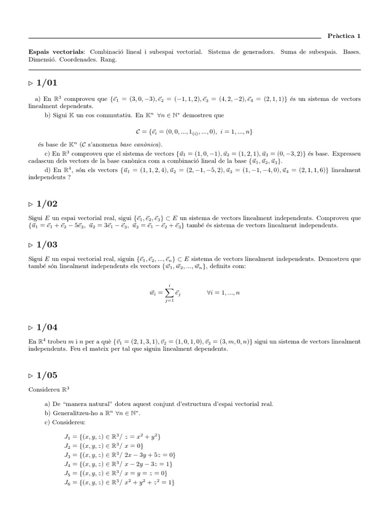 Pràctica 1. Álgebra. | PDF