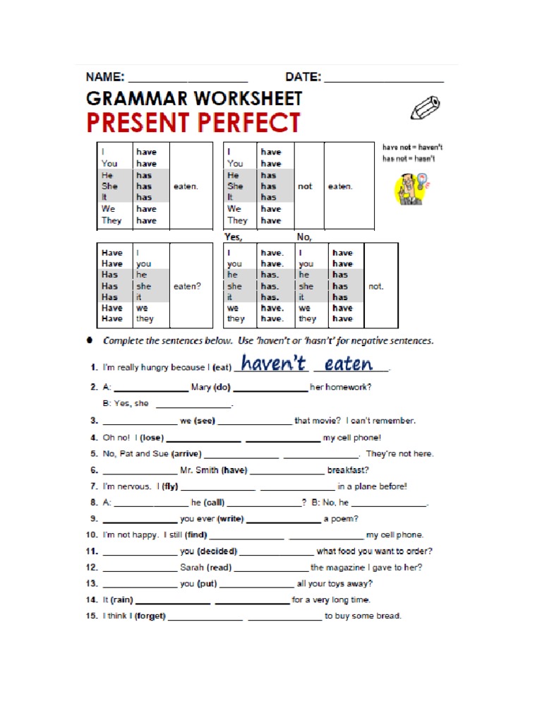Present Perfect Exercises | PDF