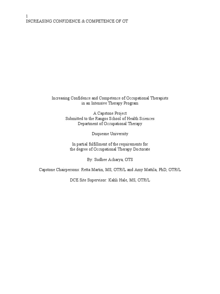 Acharya Final Capstone Report | PDF | Occupational Therapy | Physical ...