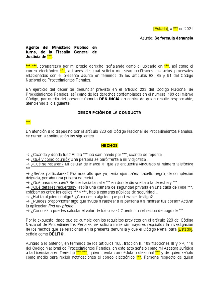 Formulario de Denuncia | PDF | Derecho penal | Crímenes