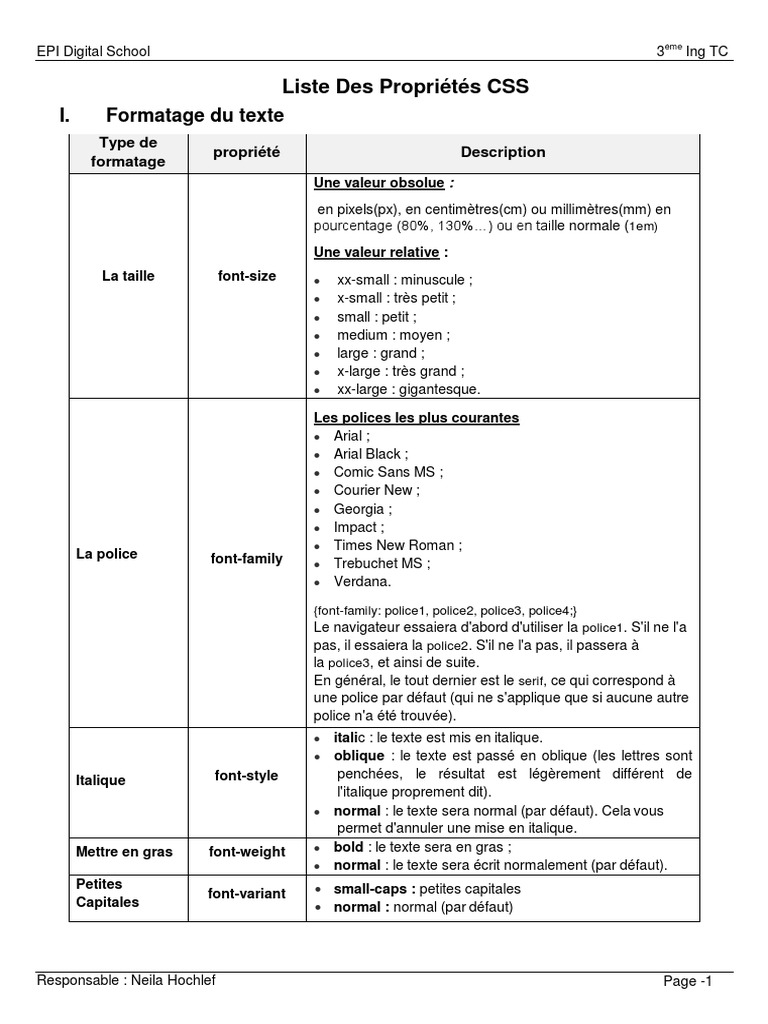 Liste des Propriétés CSS | PDF | Écriture bicamérale | Art décoratif