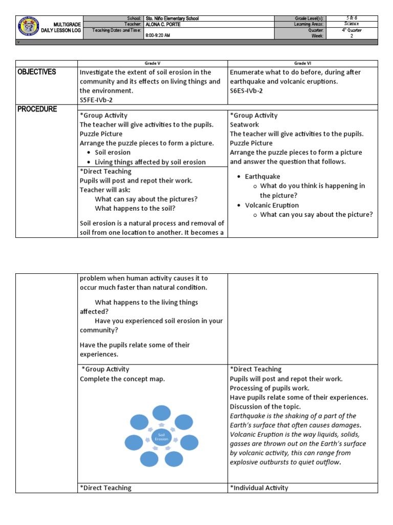 MULTIGRADE Lesson Plan (Science5 & 6) | PDF | Volcano | Physical Geography