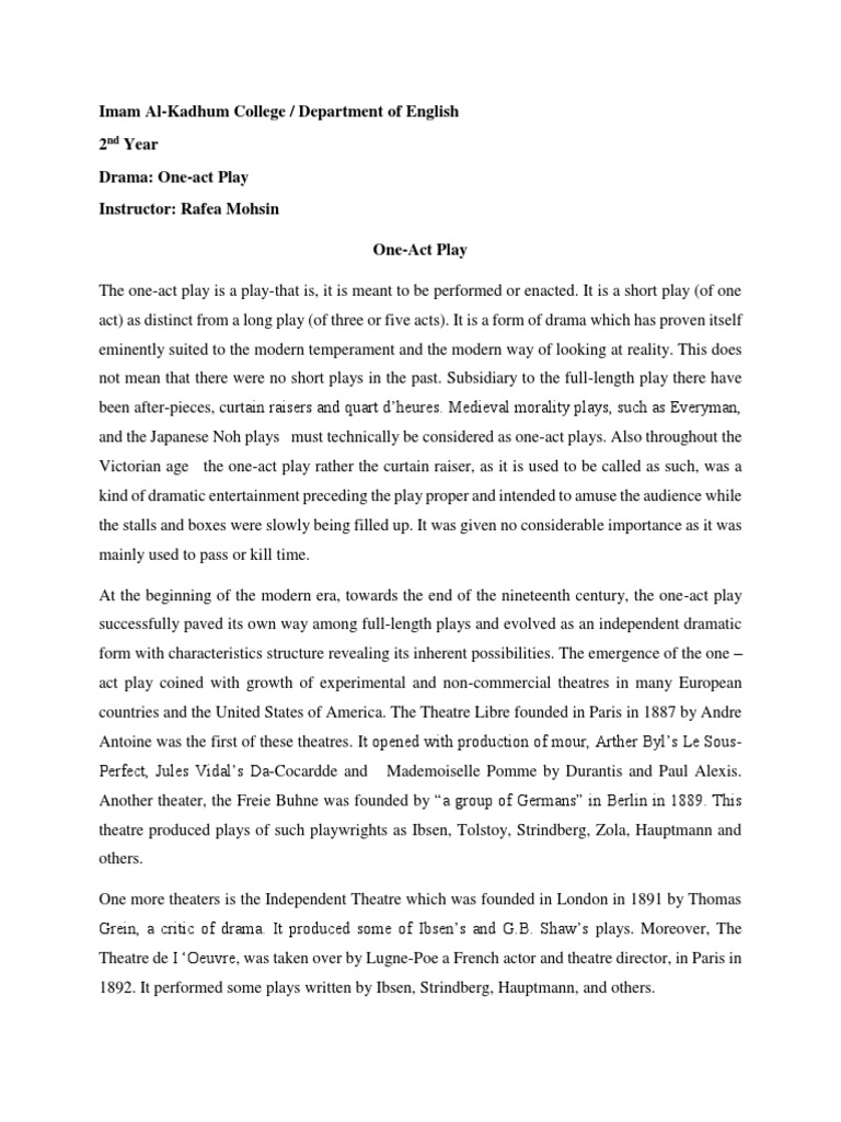 Difference Between Full-Length and One-Act Plays | PDF