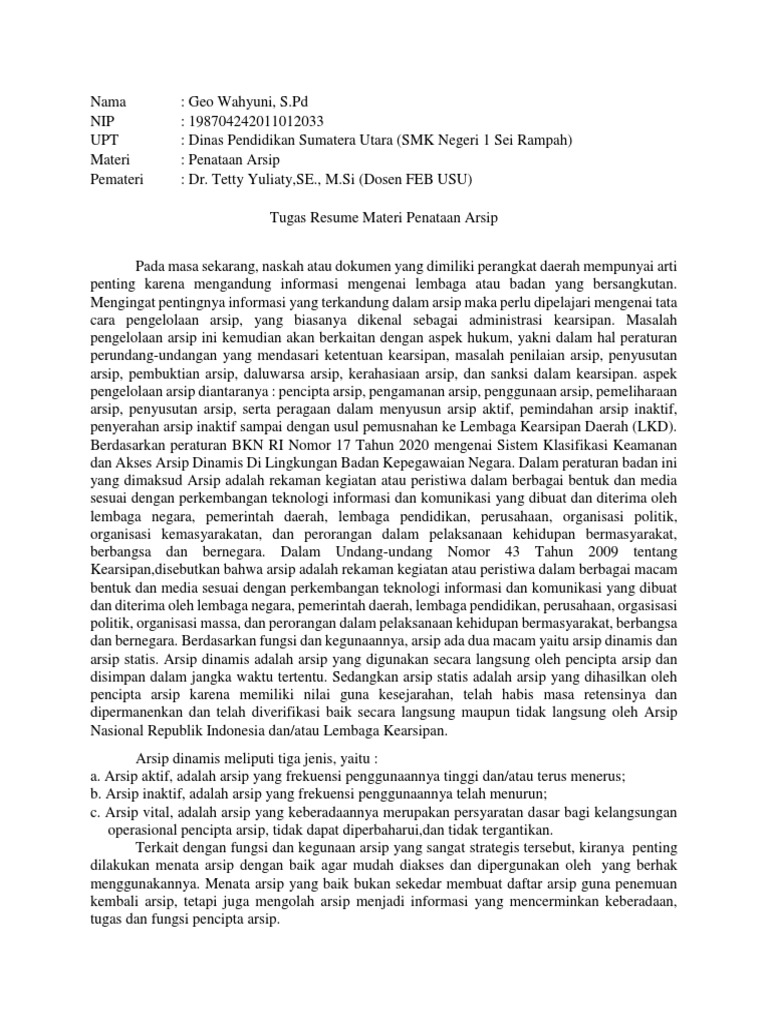 Penataan Arsip Aktif dan Inaktif | PDF