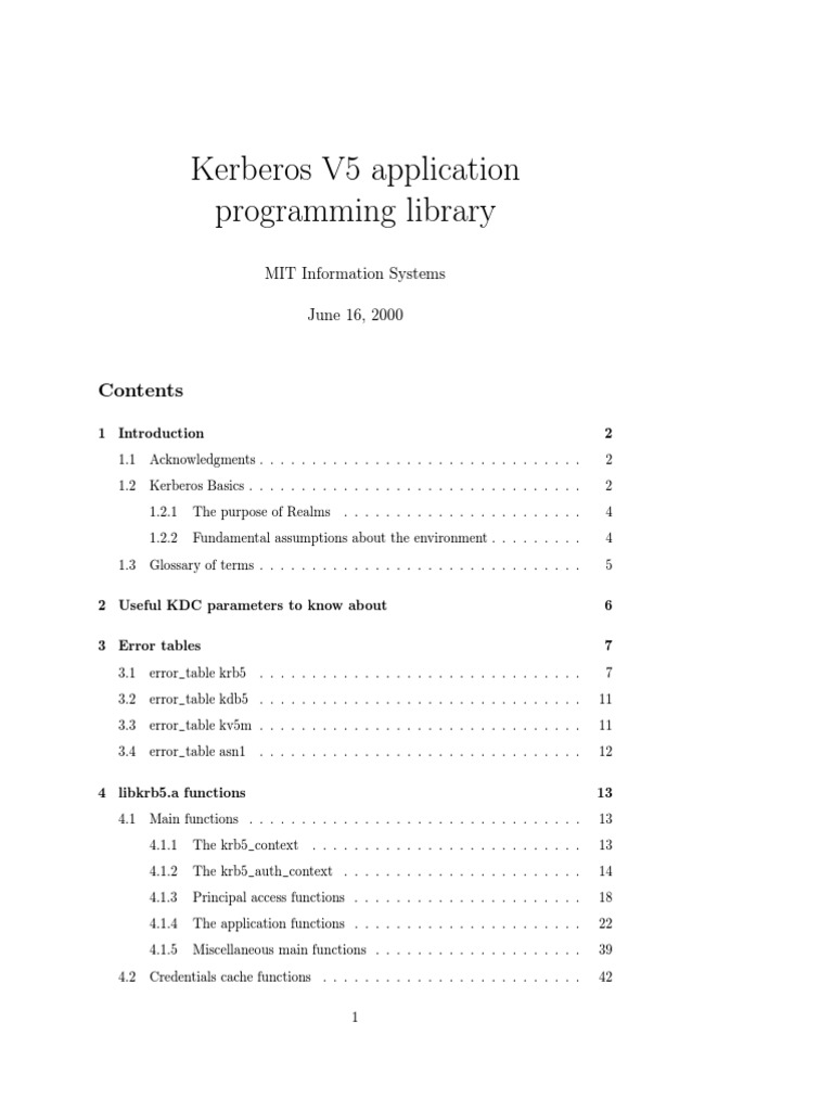 An In-Depth Guide to the Kerberos V5 Application Programming Interface | PDF | Key (Cryptography ...