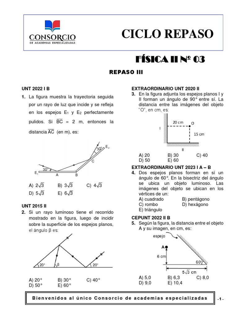 Fisi. Ii (03) Repaso Iii 20-09-22 | Descargar gratis PDF | Ligero | Espejo