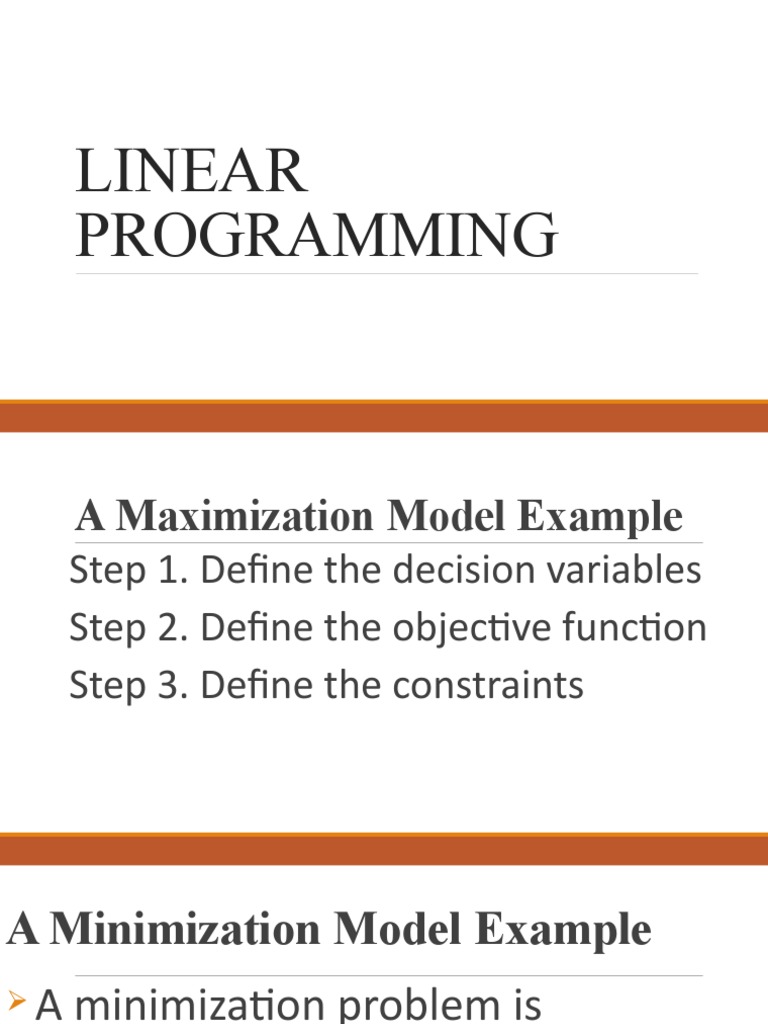 Minimization Model Example Pdf Mathematical Optimization Linear Programming