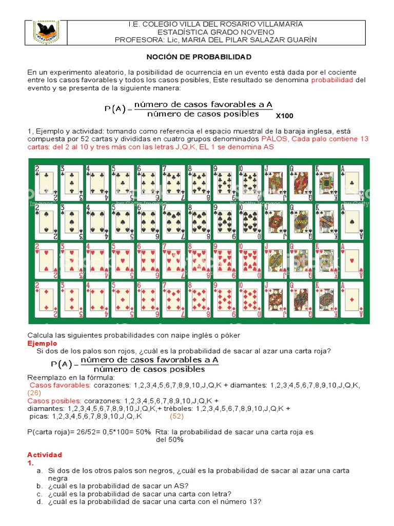 Probabilidades con diferentes juegos de azar | PDF | Probabilidad ...