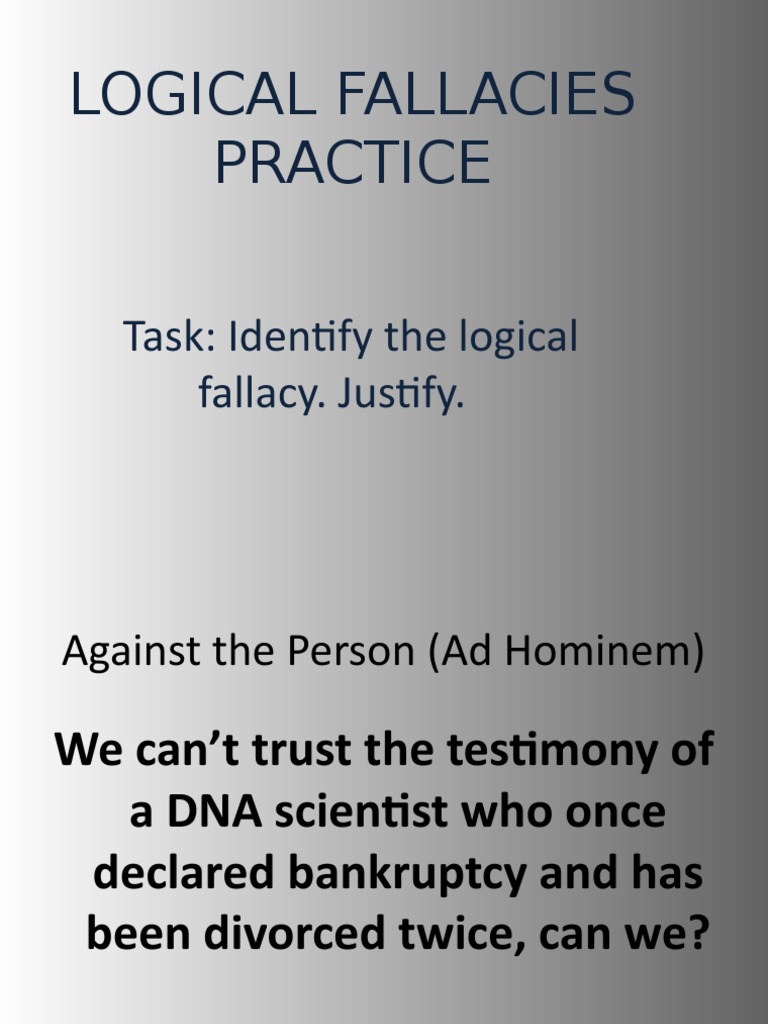 Logical Fallacies Practice | PDF | Fallacy | Logic