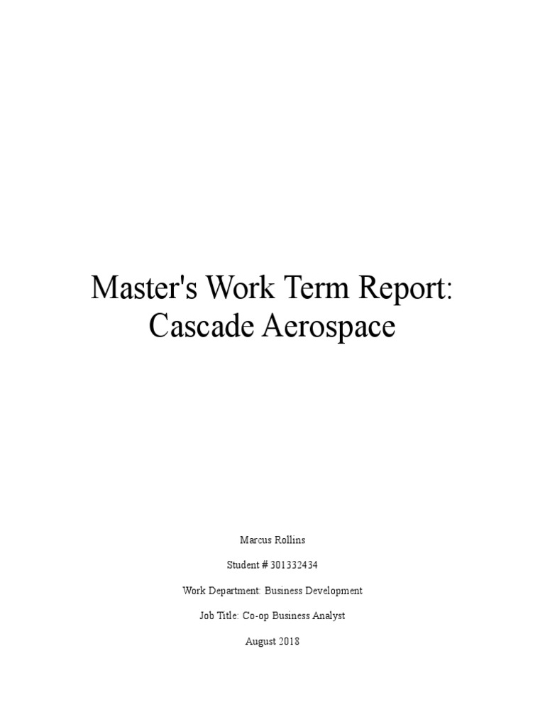 Work Report 2018 Cascade Aerospace - Business Development Support ...